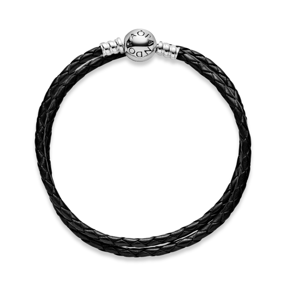 Brazalete doble de cuero negro Pandora Moments|Pandora - Pandora ... Brazalete doble de cuero negro Pandora Moments|Pandora - Pandora ...