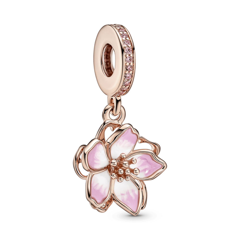 Charm Colgante Flor De Cerezo En Recubrimiento En Oro Rosa 14K|Pandora ...